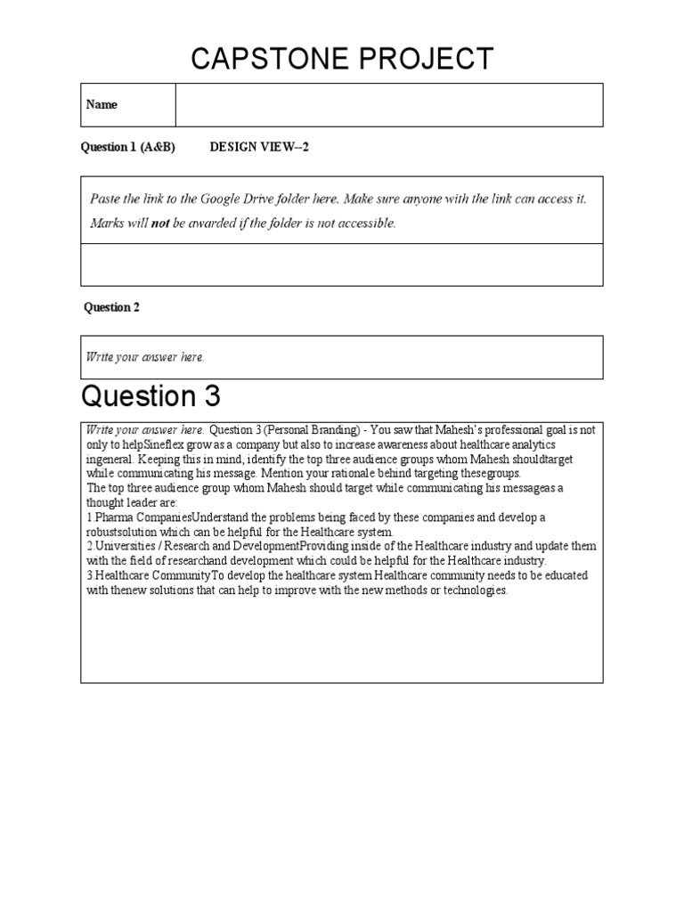 Capstone Project: Write Your Answer Here | PDF | Career & Growth | Business