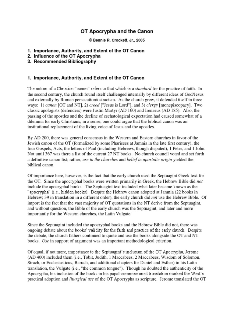 Apocrypha and Canon PDF | Download Free PDF | Apocrypha | Septuagint