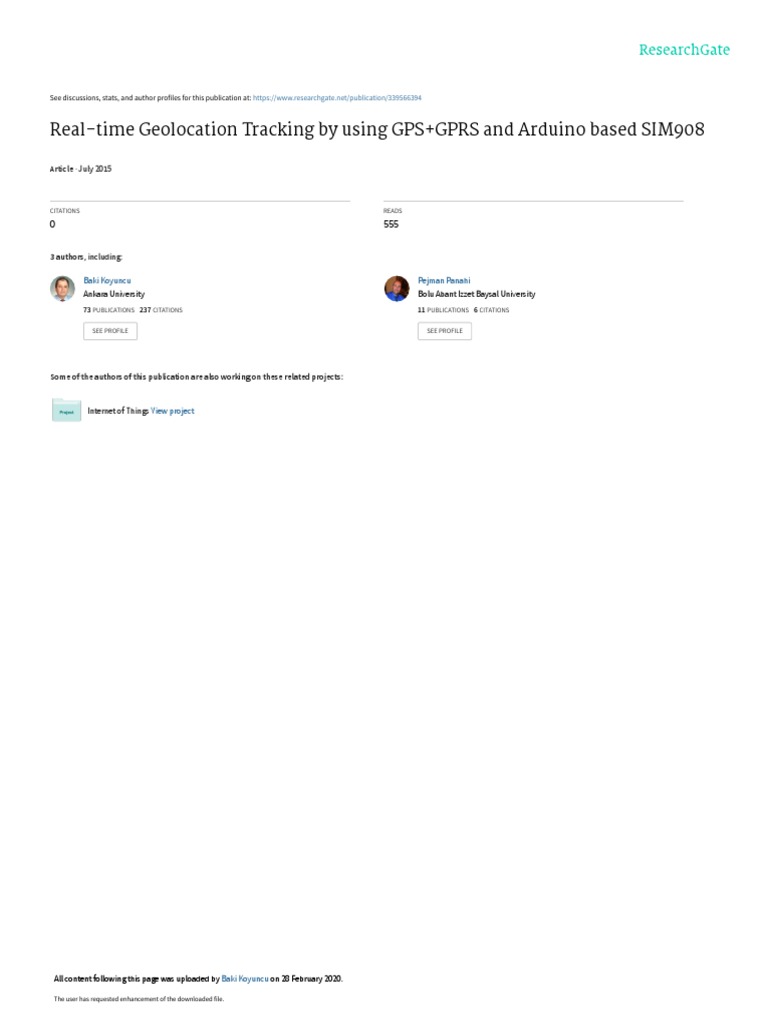 Real-Time Geolocation Tracking by Using GPS+GPRS and Arduino Based ...