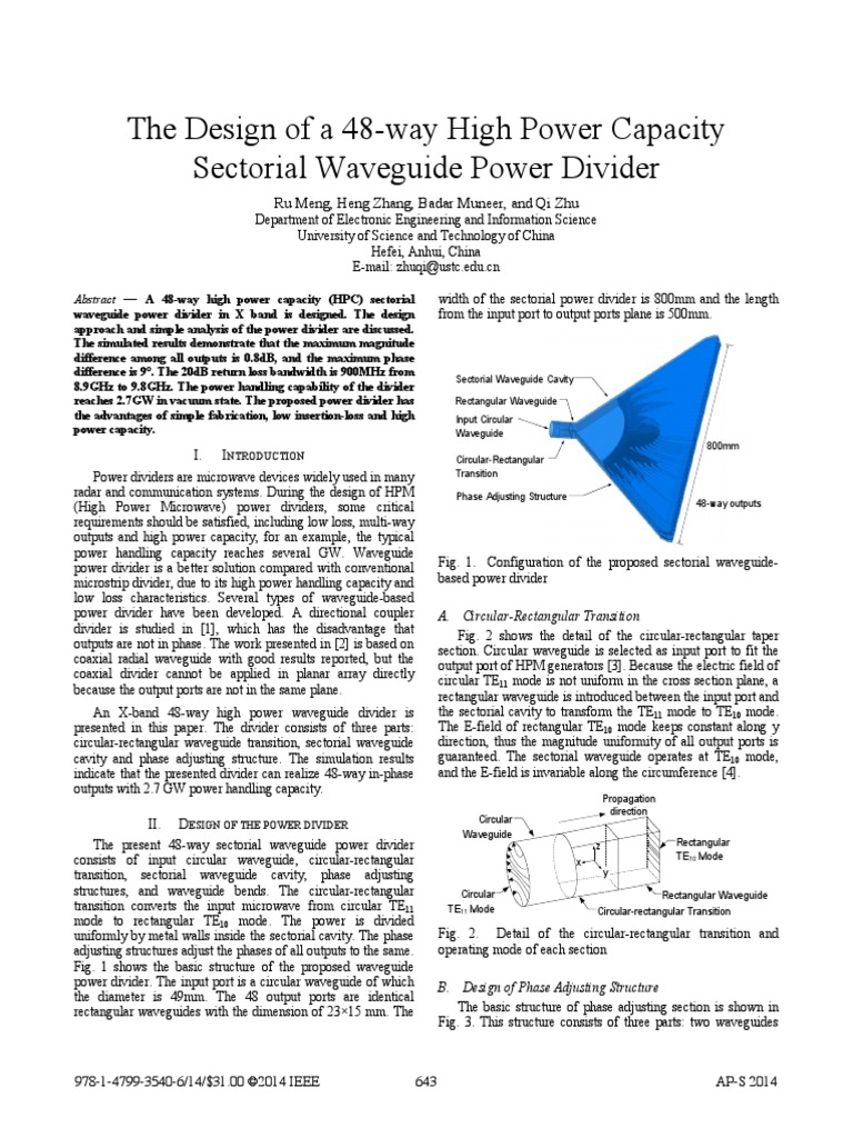 15-The Design of A 48-Way High Power Capacity | PDF | Waveguide | Microwave
