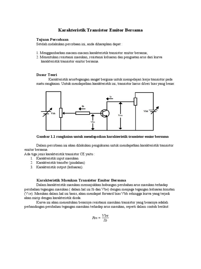 Karakteristik Transistor Emitor Bersama | PDF