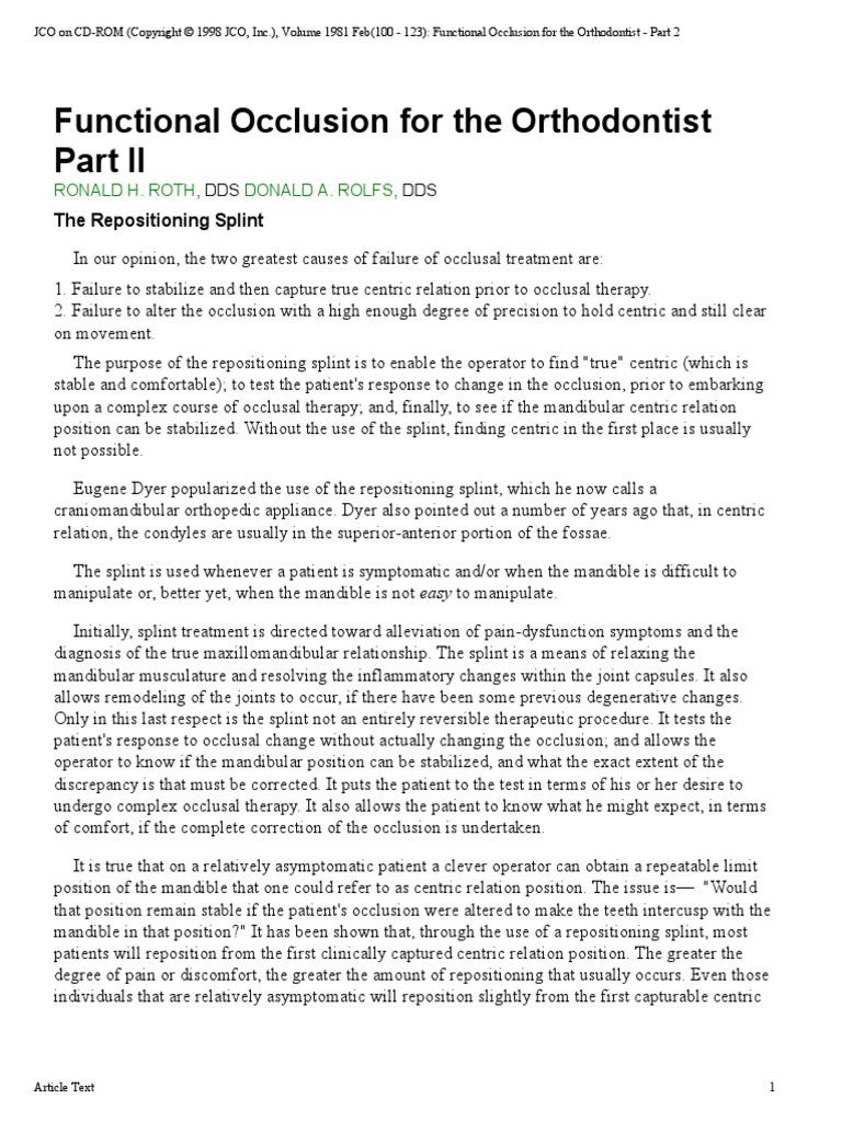 Functional Occlusion 2 | PDF | Dentistry Branches | Dentistry