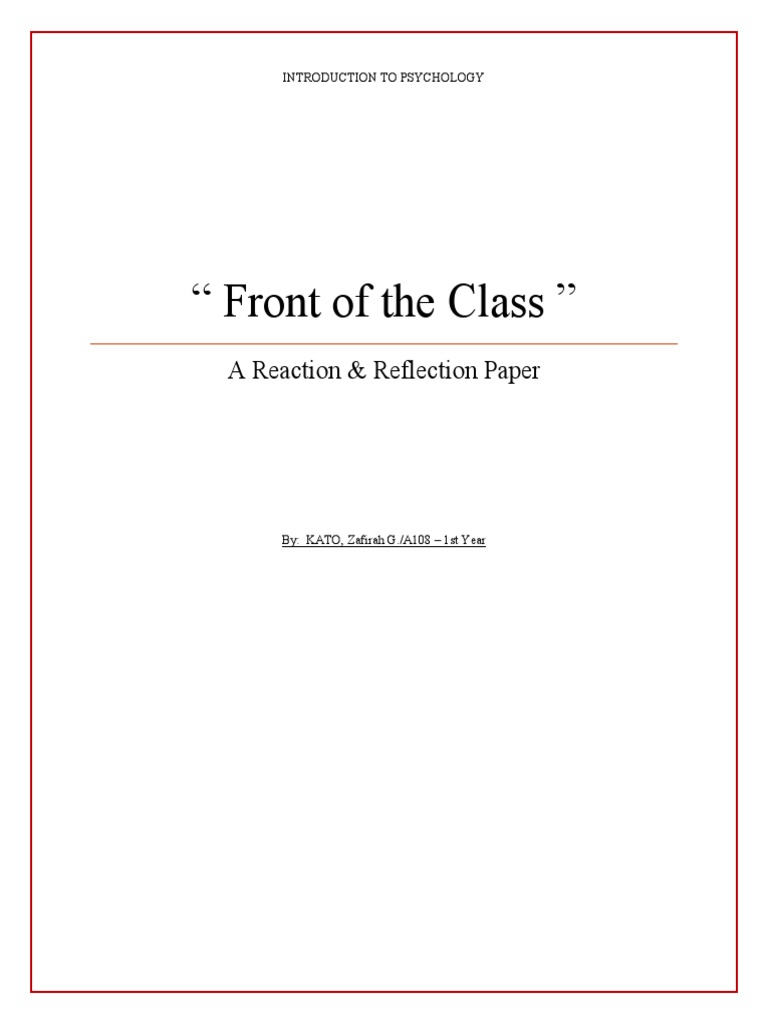 " Front of The Class ": A Reaction & Reflection Paper | PDF
