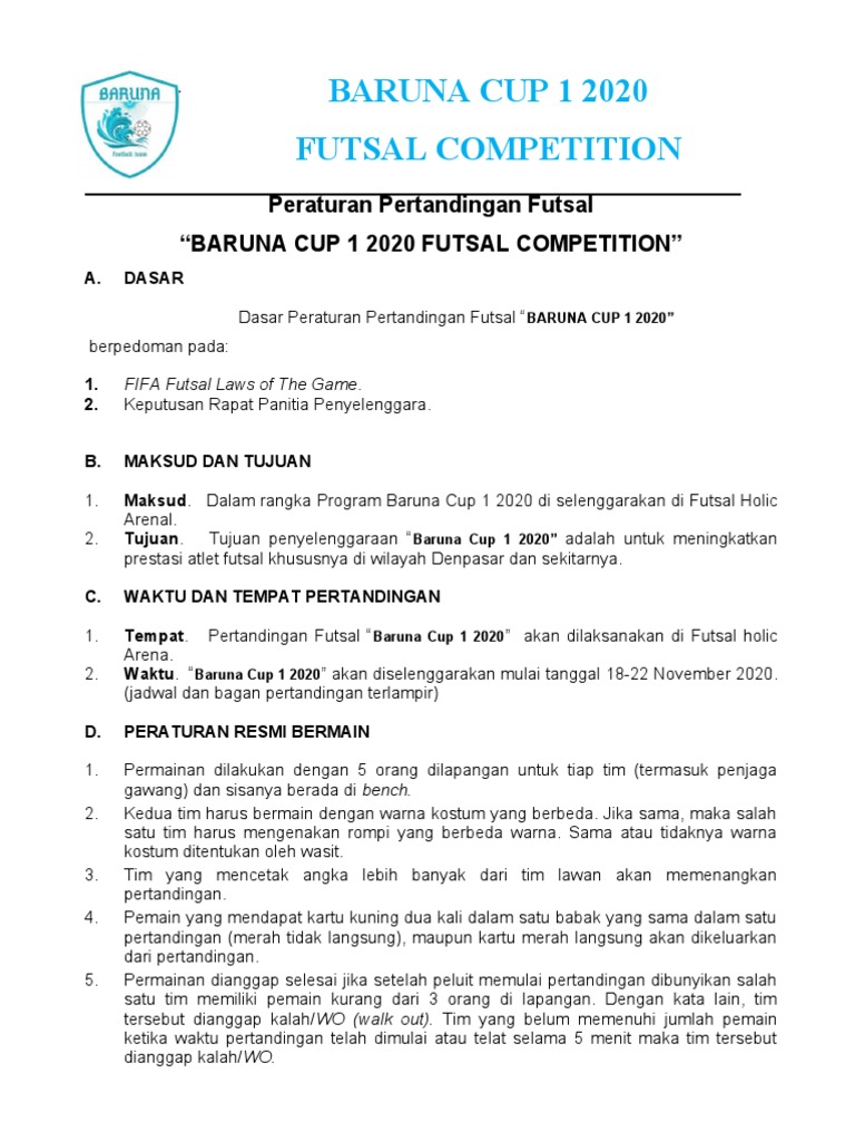 Peraturan Pertandingan Turnamen Futsal | PDF