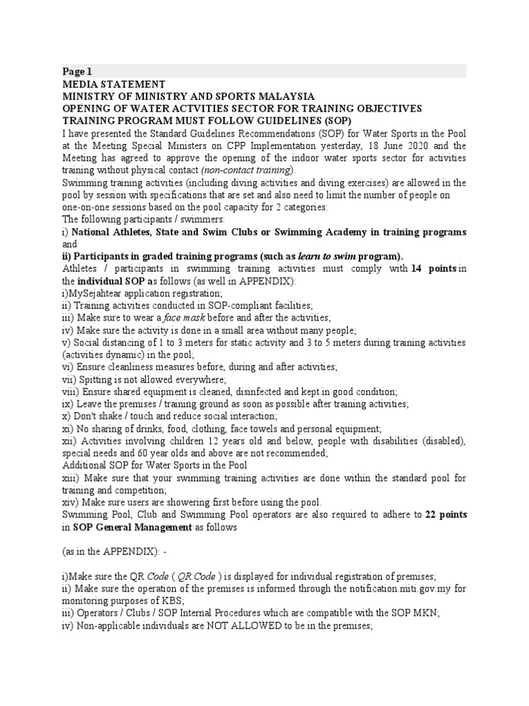 SOP Pool | PDF | Swimming (Sport) | Swimming