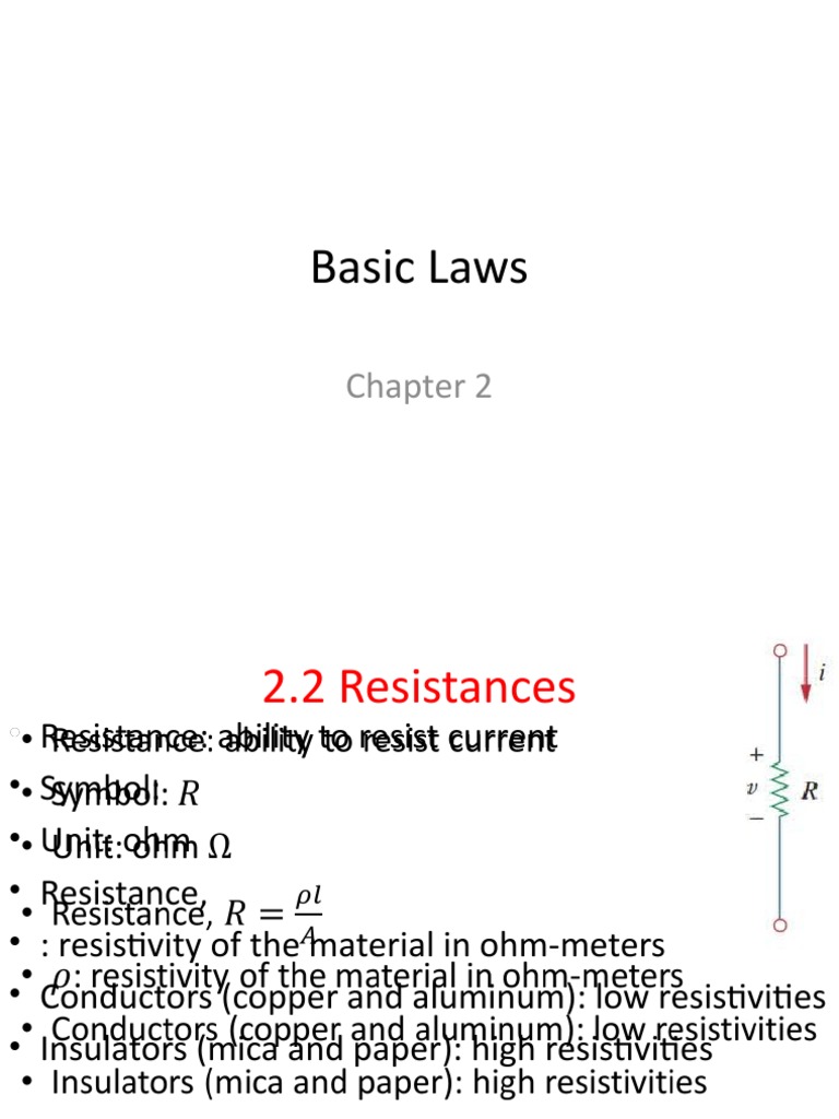 Basic Laws - CH2 | PDF | Series And Parallel Circuits | Electrical ...