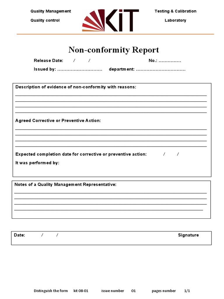 Non-Conformity Report | PDF