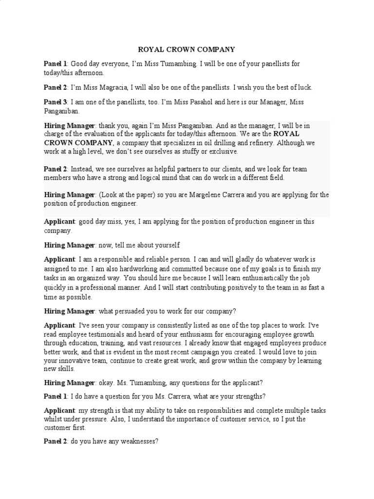 ROYAL CROWN COMPANY Script | PDF | Goal | Employment