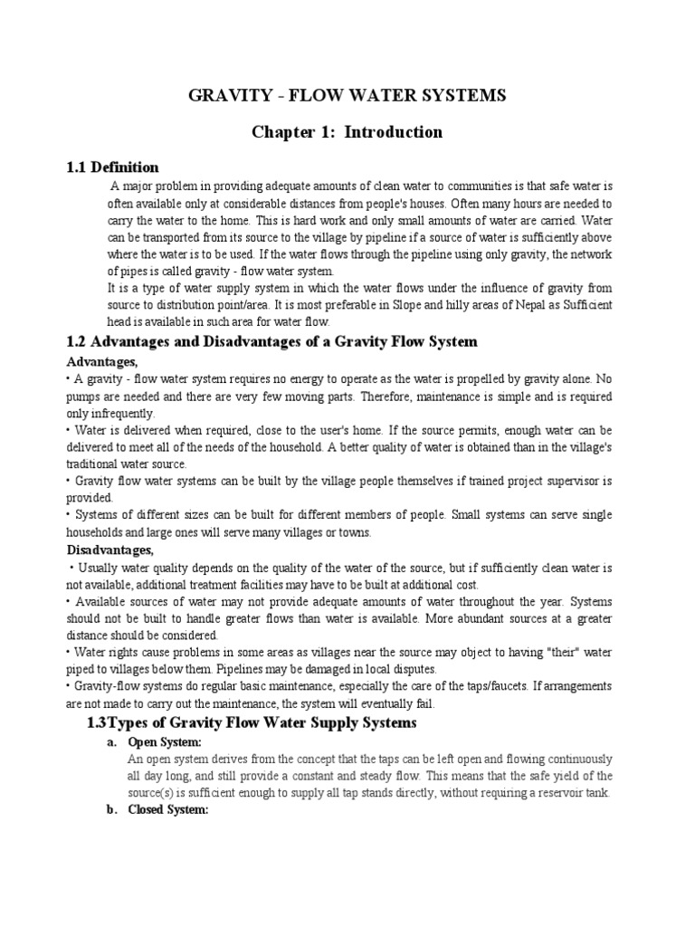 Gravity - Flow Water Systems Chapter 1: Introduction: 1.1 Definition ...