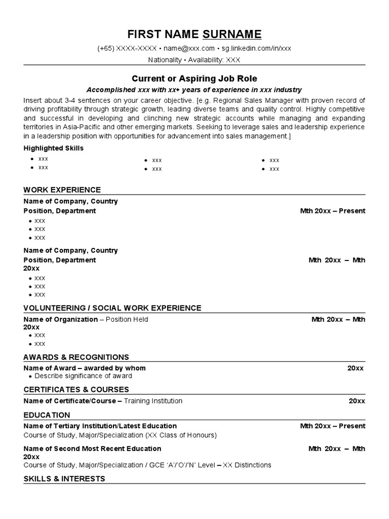 First Name Surname: Current or Aspiring Job Role | PDF