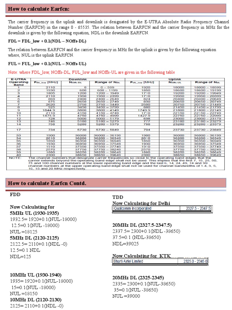 Earfcn Calculation LTE | PDF