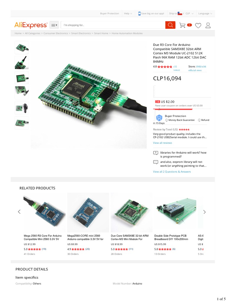 AEX - Due R3 Core Arduino SAM3X8E | PDF | Microcontroller | Arduino