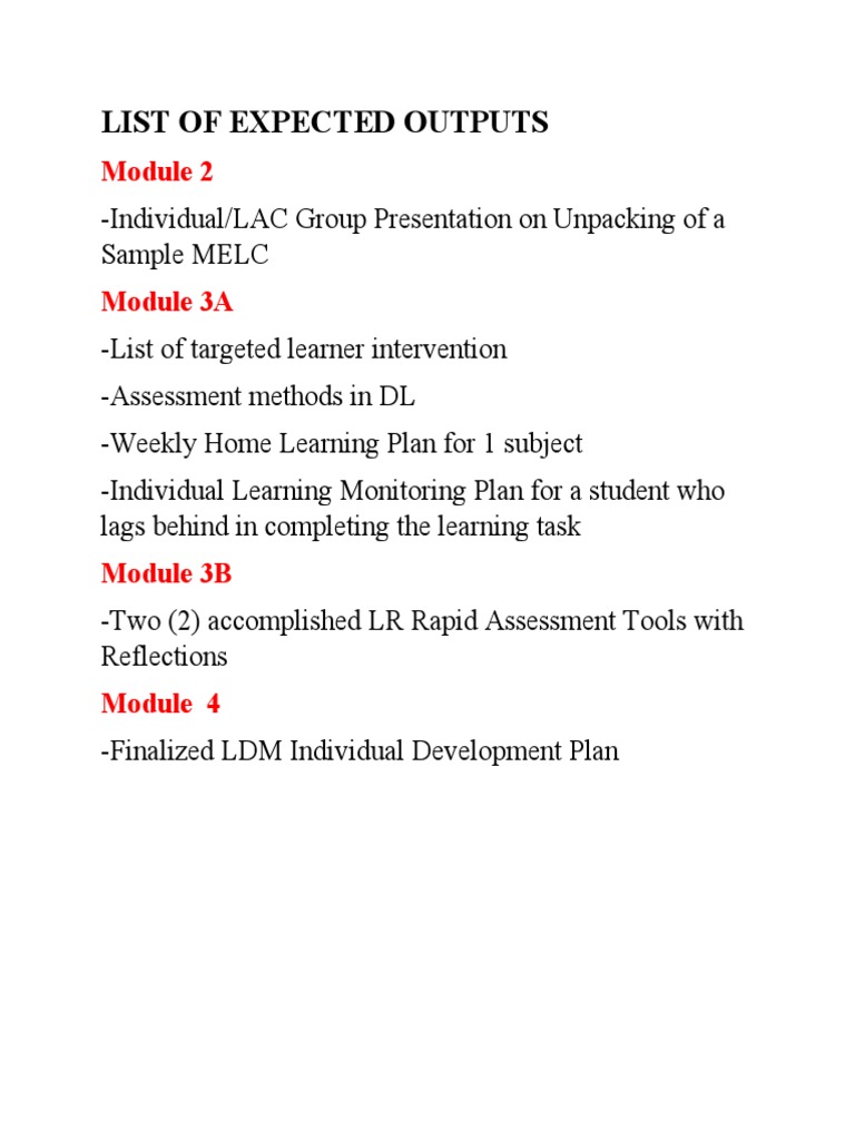 Ldm2-Teacher-Expected Outputs | PDF | Career & Growth | Computers
