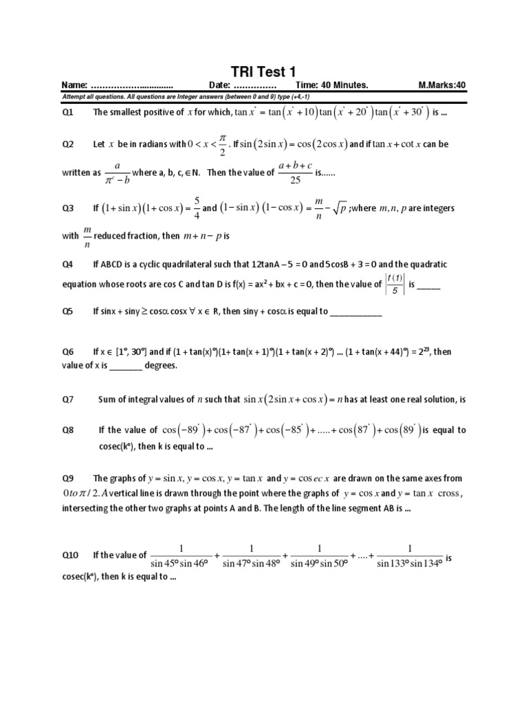 TRI Test | PDF