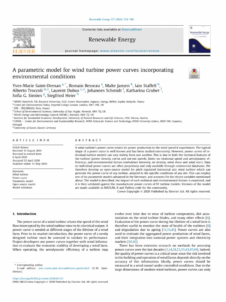 A Parametric Model For Wind Turbine Power Curves Incorporating ...