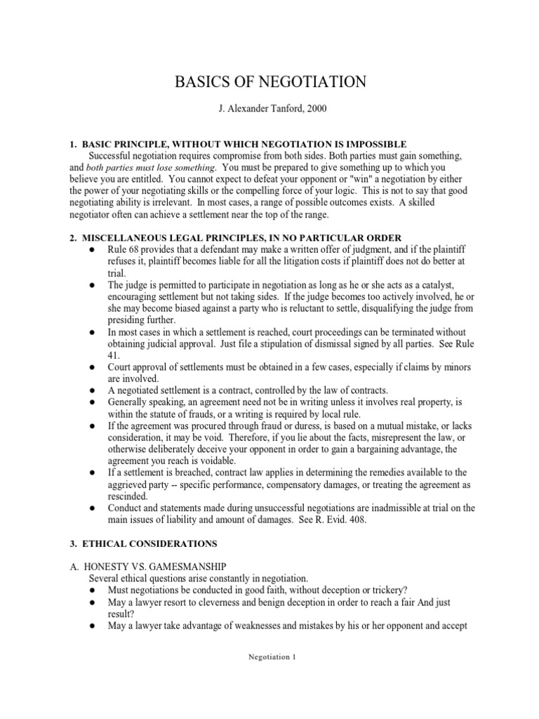 Basics of Negotiation: 1. Basic Principle, Without Which Negotiation Is ...