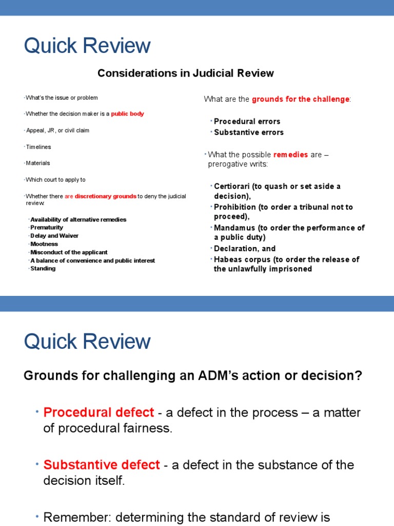 Admin Law Module 5 - Substantive Review - I | PDF | Standard Of Review ...