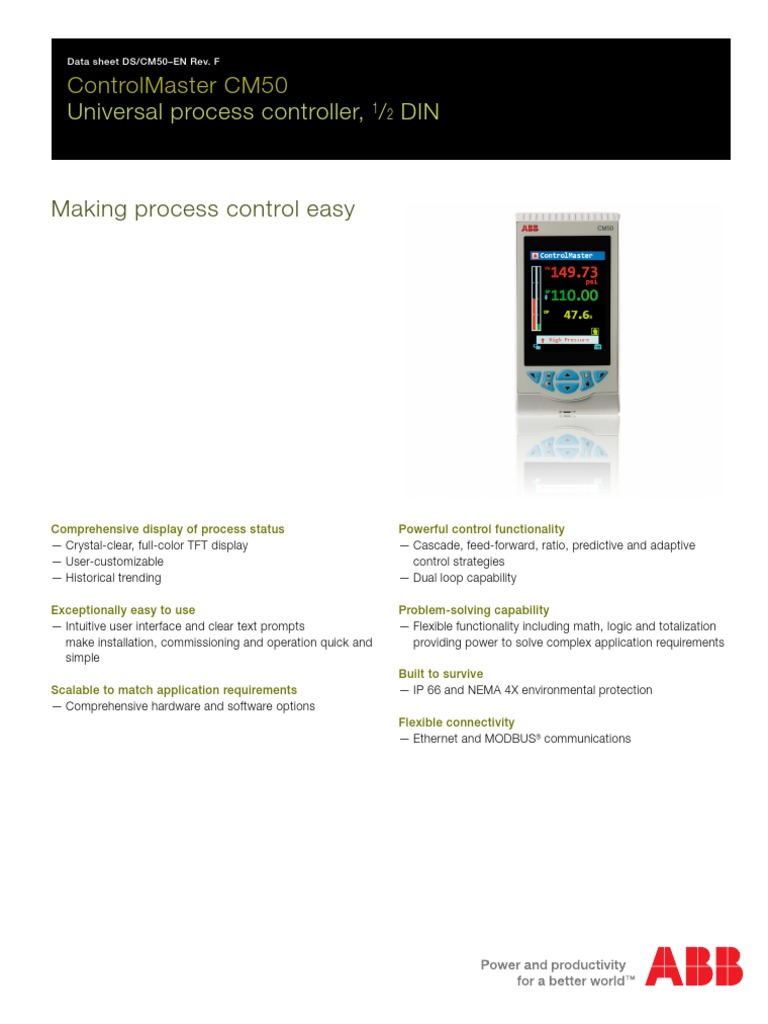 Universal Process Controller, / Din: Controlmaster Cm50 | PDF | Control ...