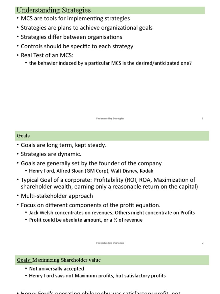 Understanding Strategies: - The Behavior Induced by A Particular MCS Is ...