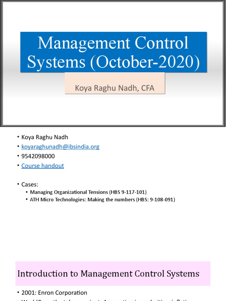 Management Control Systems, Introduction To MCS | PDF | Strategic ...
