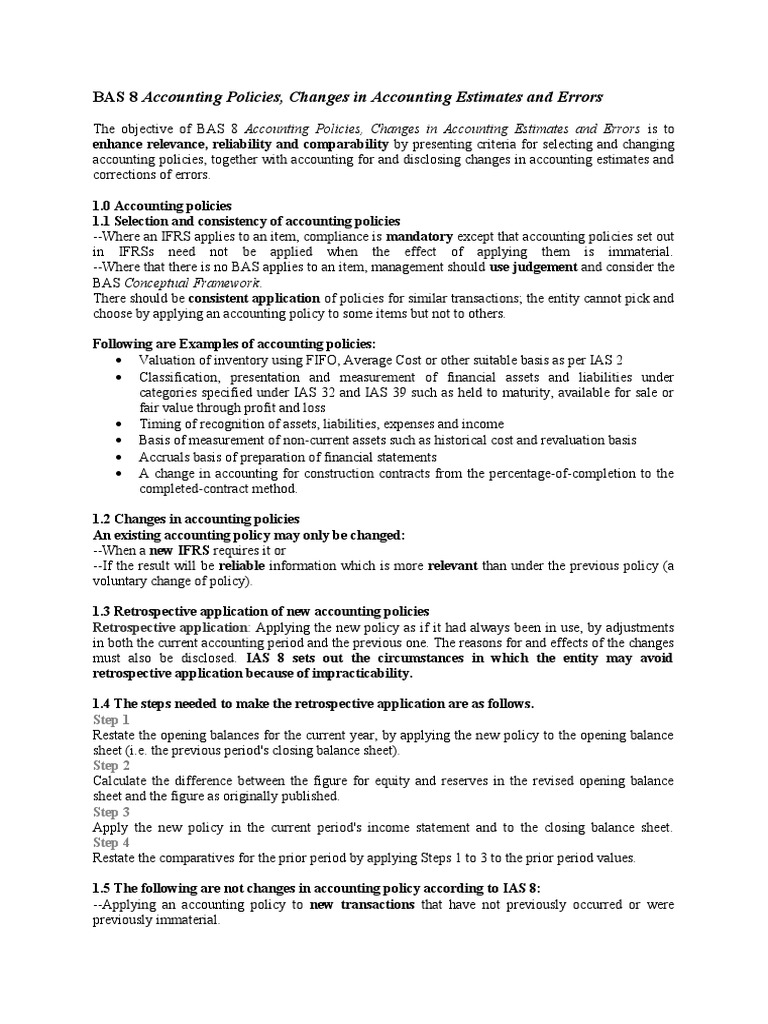 BAS 8 Accounting Policies | PDF | International Financial Reporting ...
