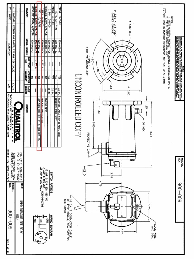 Rapid Pressure Rise Relay Qualitrol 900-009-03 | PDF