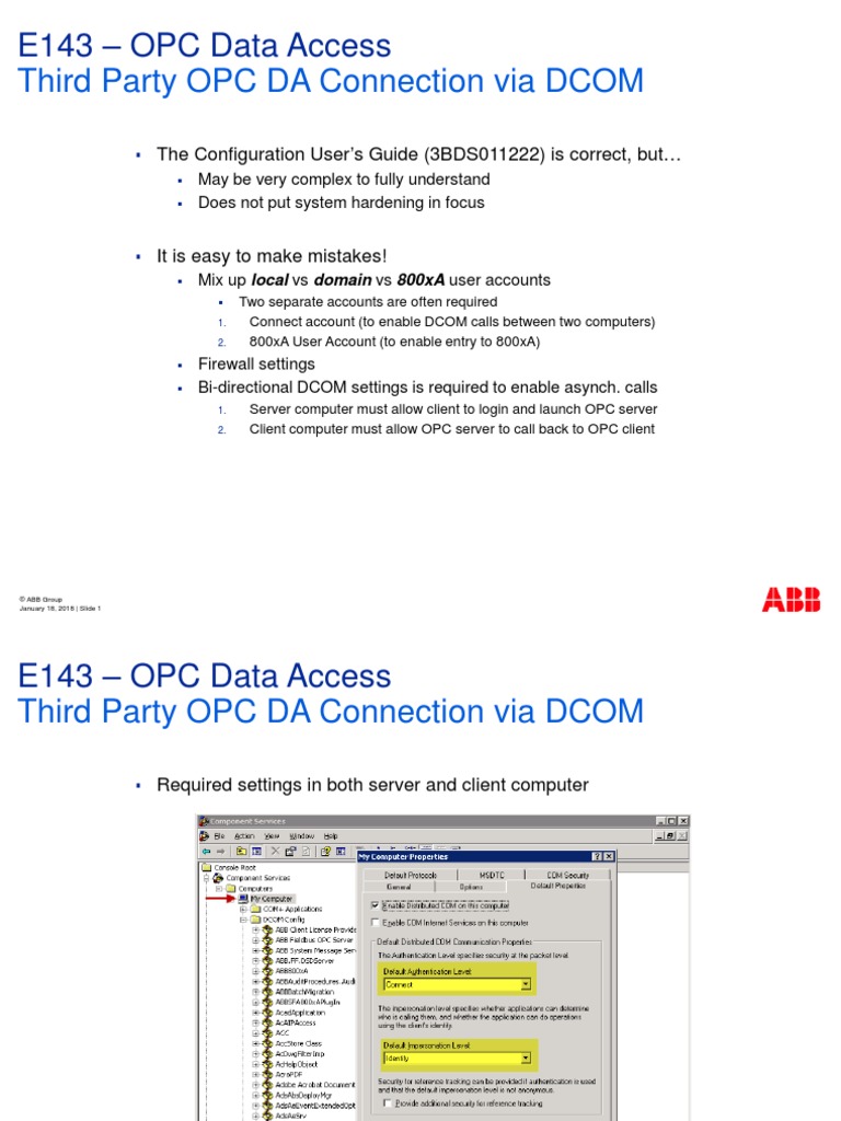 OPC Data AccessThird Party OPC DA Connection Via DCOM | PDF | Client (Computing) | Server ...