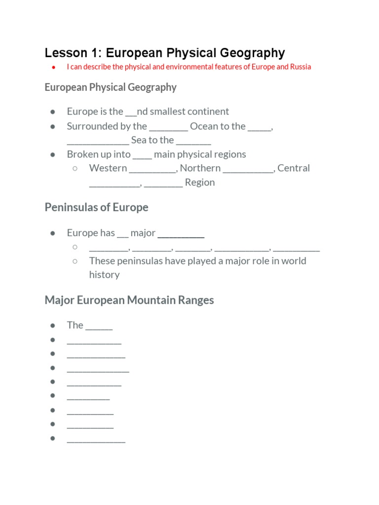Overview of European Physical Geography | PDF | Travel