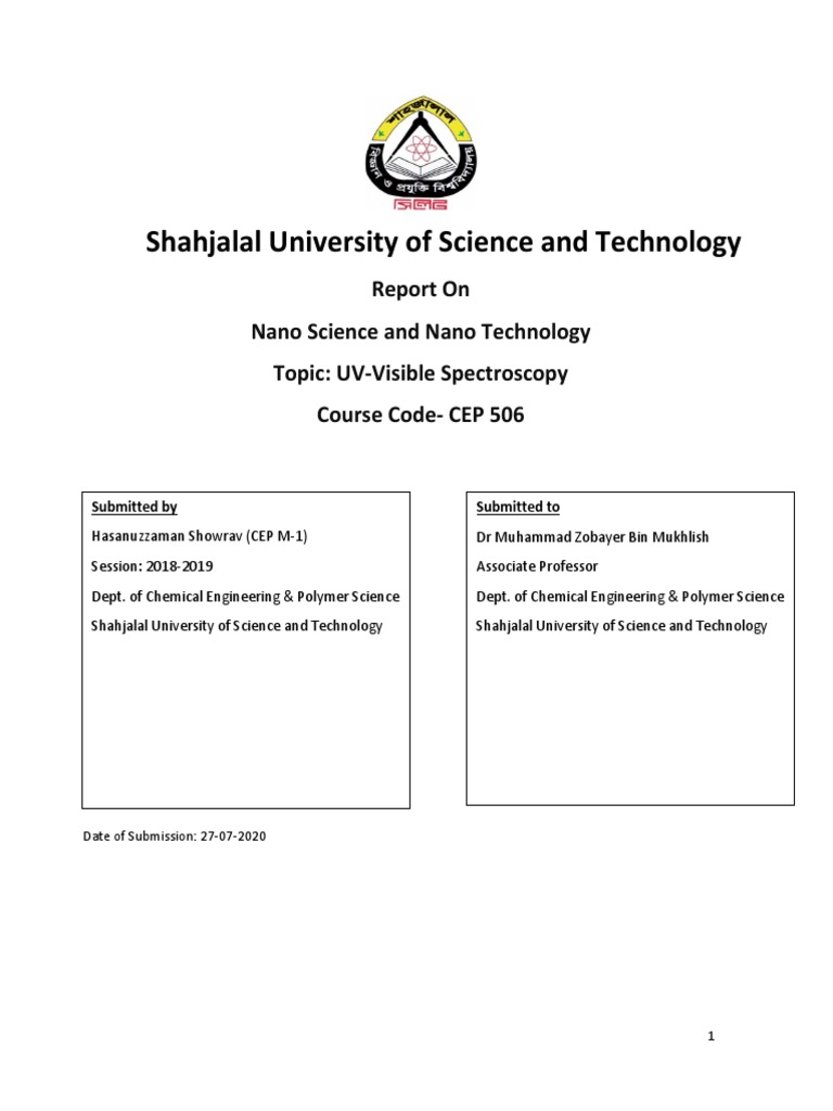 UV-Visible Spectroscopy Report | PDF | Ultraviolet–Visible Spectroscopy ...
