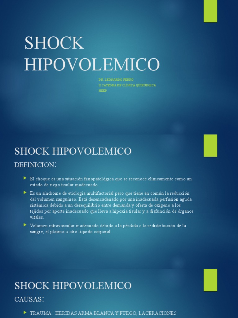 Shock Hipovolemico | Descargar gratis PDF | Fisiología | Especialidades ...