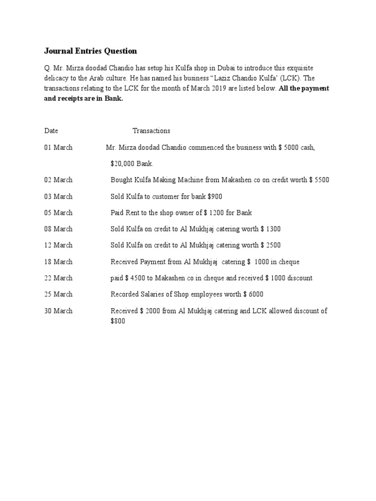 Journal Entries Question: and Receipts Are in Bank | PDF | Finance ...