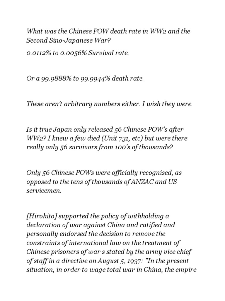 Chinese POWs in WWII: A Grim Reality | PDF | Prisoner Of War | World War II
