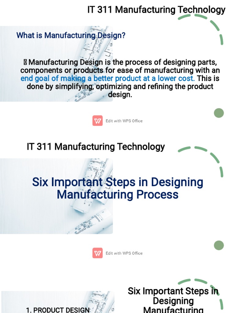 Six Important Steps in Designing Manufacturing Process | PDF ...