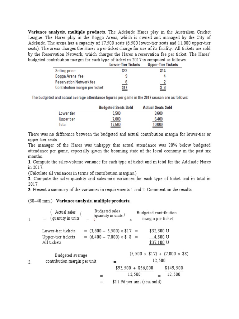Variance Analysis Pdf Economies Business
