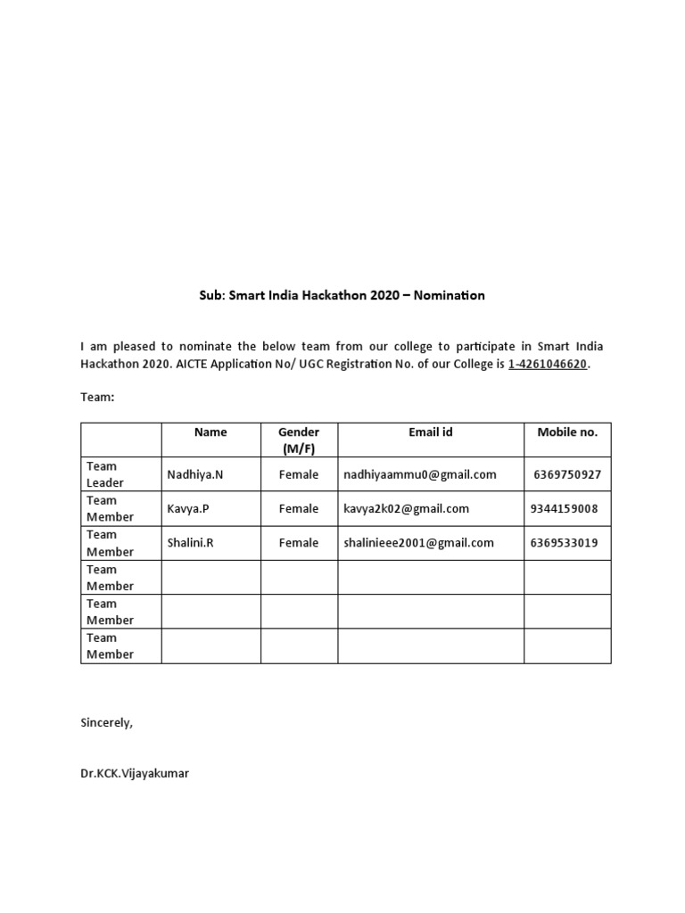 SIH Letter Head Template | PDF