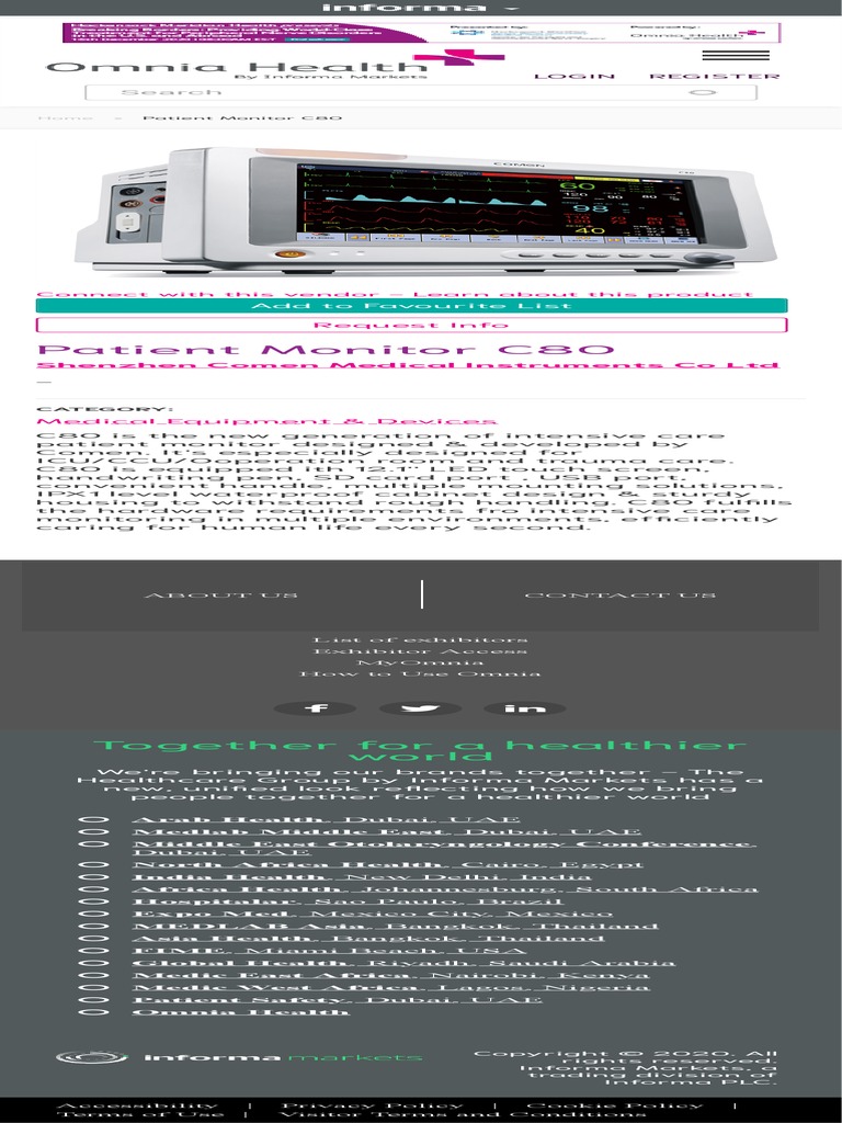 Patient Monitor C80 Shenzhen Comen Medical Instruments Co LTD | PDF