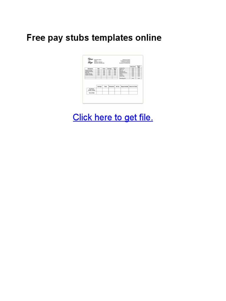Free Pay Stubs Templates Online | PDF | Paycheck | Payroll