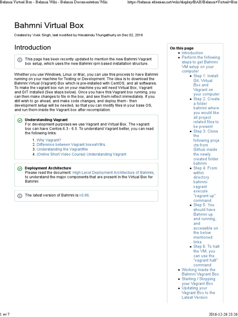 Bahmni Virtual Box - Bahmni Wiki - Bahmni Documentation Wiki PDF | PDF ...