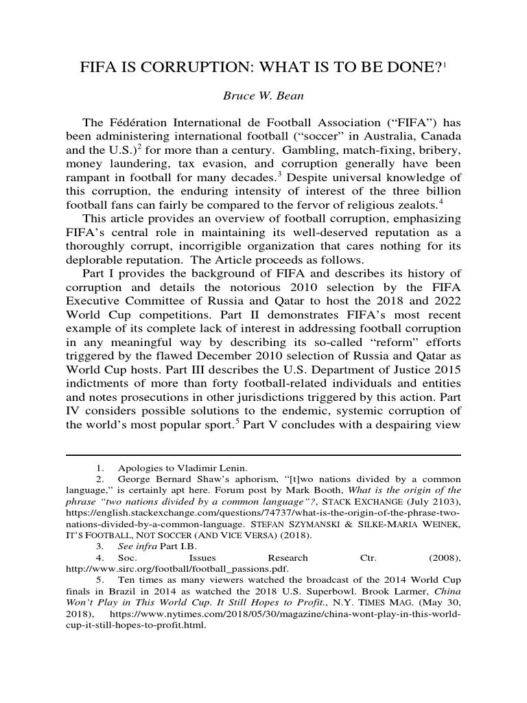 FIFA Is Corruption - What Is To Be Done | PDF | Fifa | Association Football