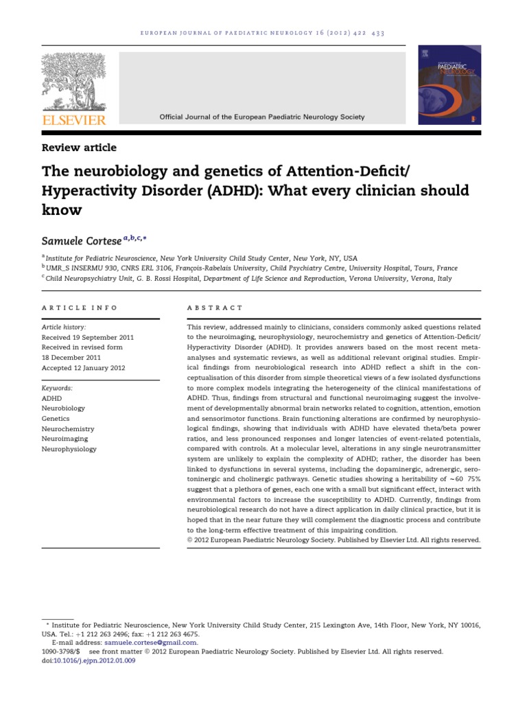 Neurobiology and Genetics of ADHD | PDF | Functional Magnetic Resonance ...
