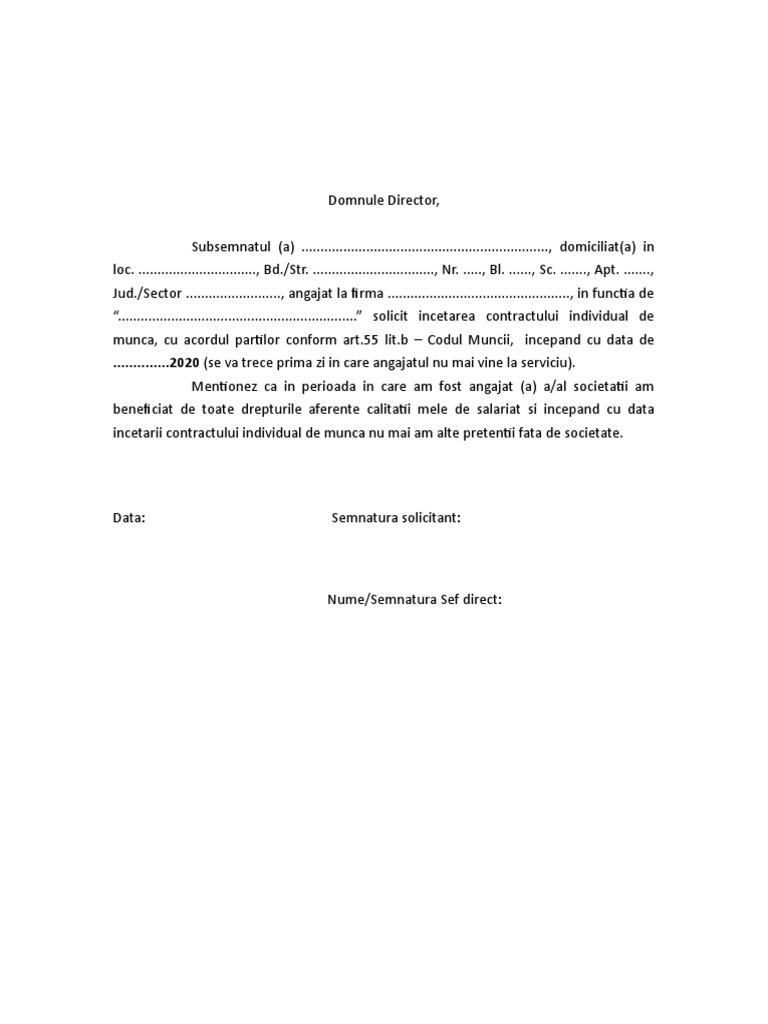 Cerere De Incetare A Cim Prin Acordul Partilor Pdf - vrogue.co