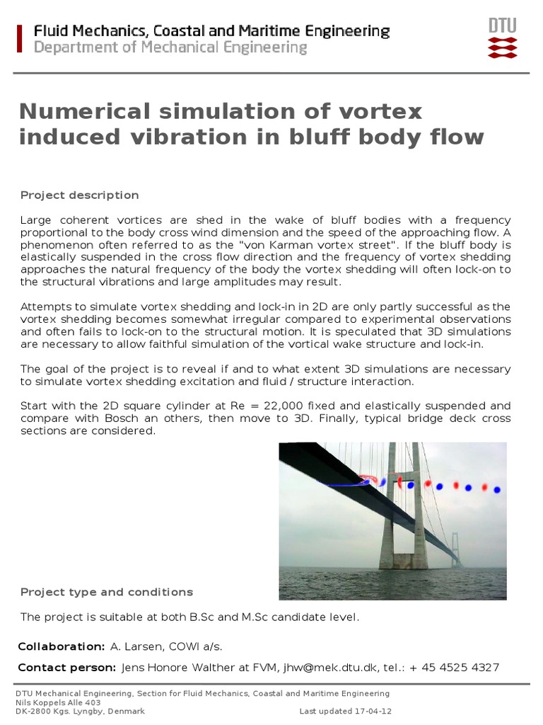 Numerical Simulation of Vortex Induced Vibration in Bluff Body Flow ...
