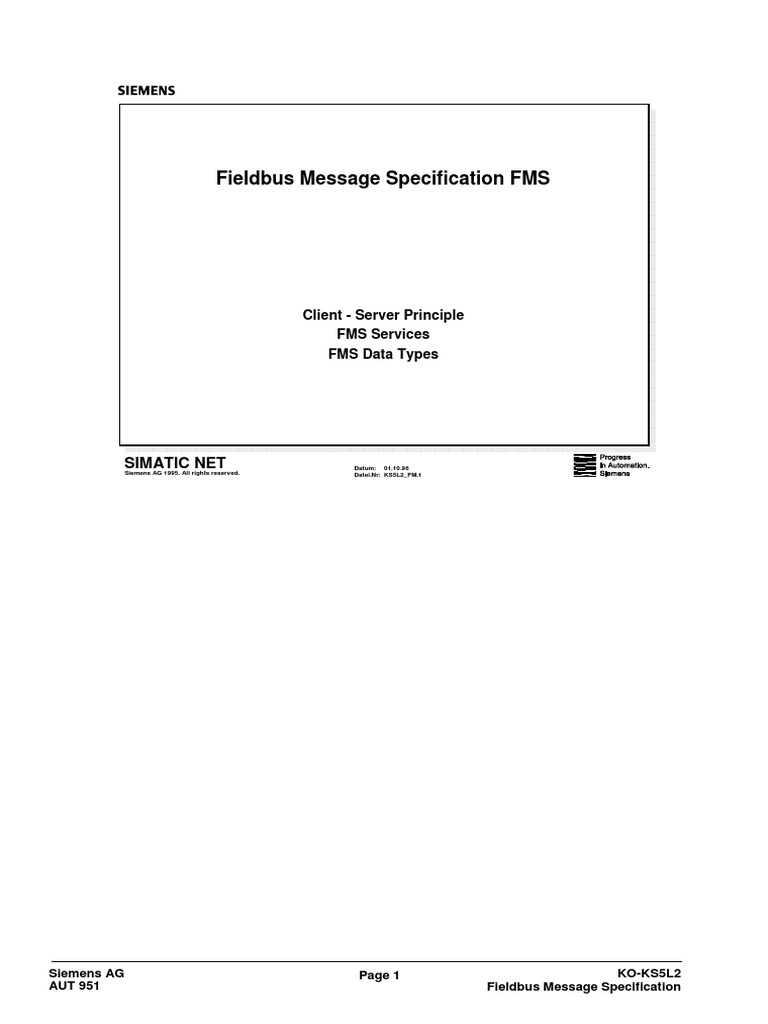 Fieldbus Message Specification FMS: Simatic Net | PDF | Object (Computer Science) | Server ...