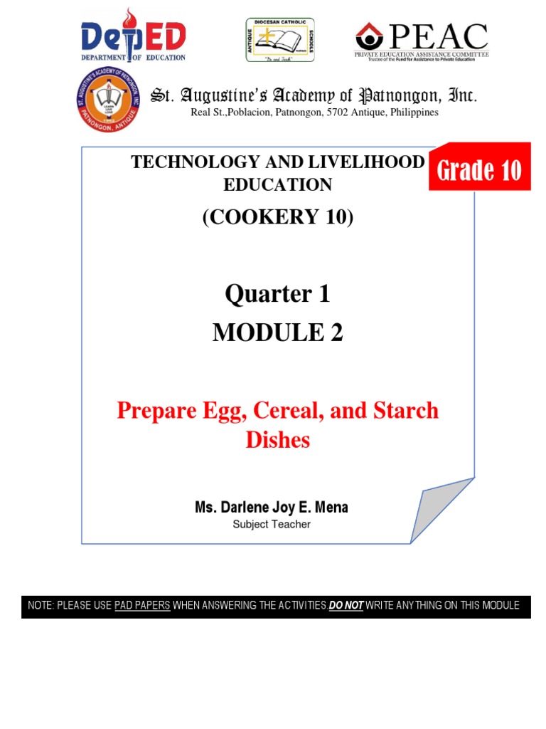 Grade 10 Cookery | PDF | Egg As Food | Cookware And Bakeware