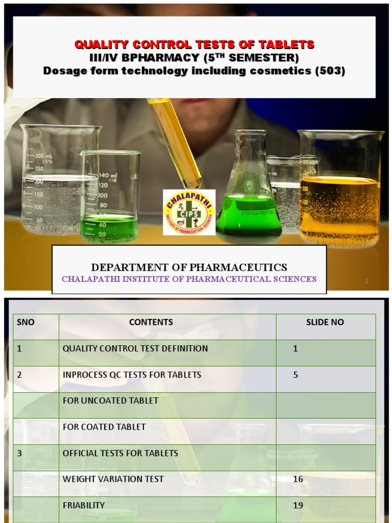 Quality Control Tests of Tablets | PDF | Tablet (Pharmacy) | Weight