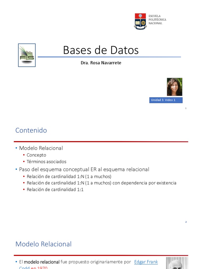 U3-Video1-Modelo Relacional-Parte1 PDF | PDF | Modelo relacional | Base ...