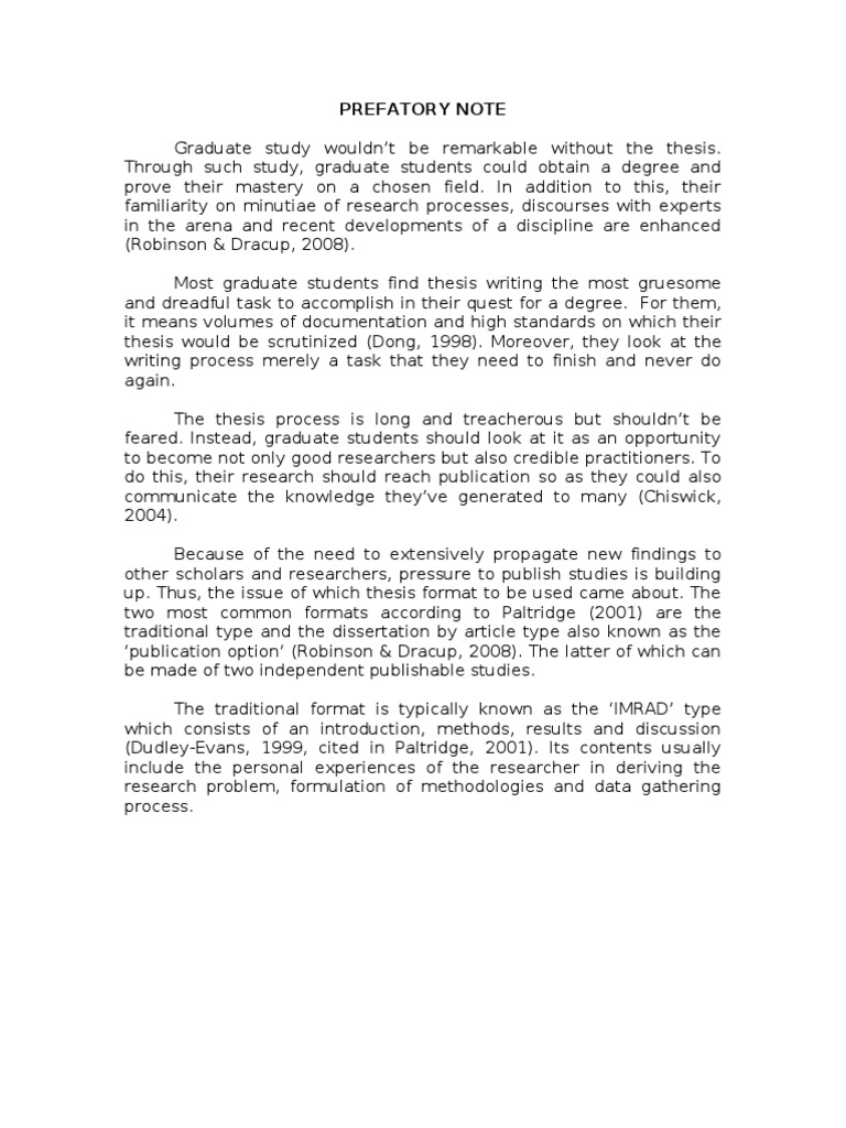 Prefatory Note | PDF | Thesis | Postgraduate Education