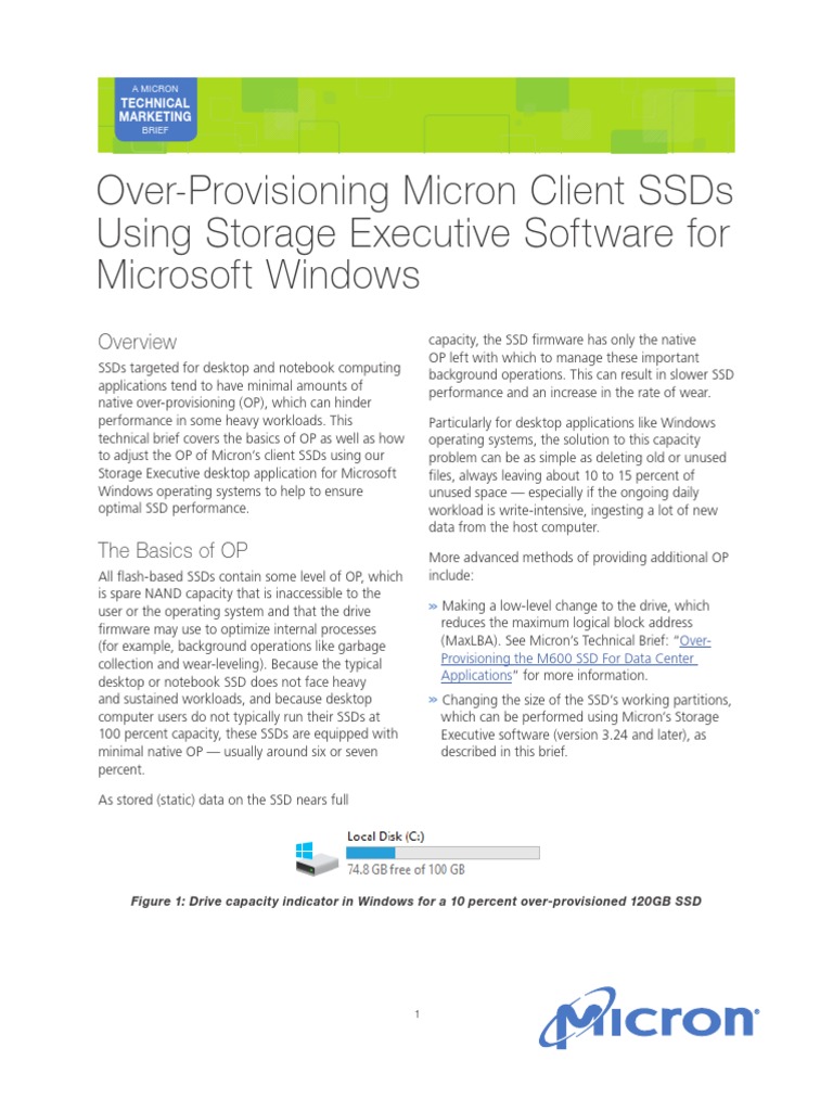 Overprovisioning Client Ssds in Storage Executive Windows Brief | PDF ...