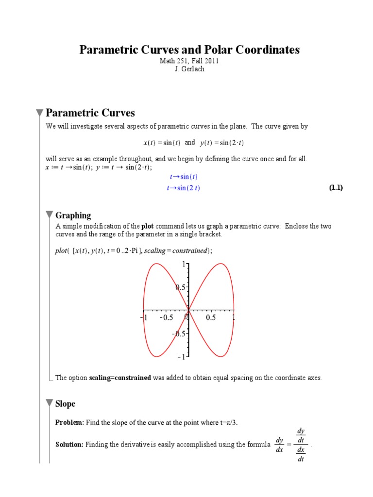 Parametric Curves and Polar Coordinates | PDF | Tangent | Slope