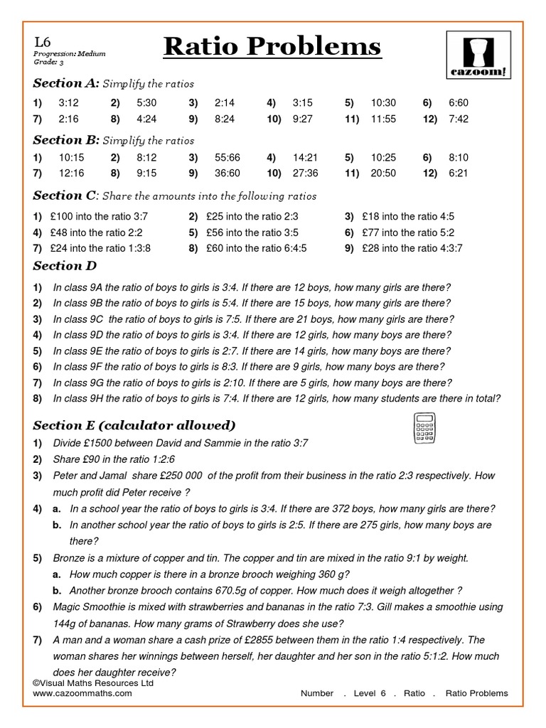 Ratio Word Problems | PDF